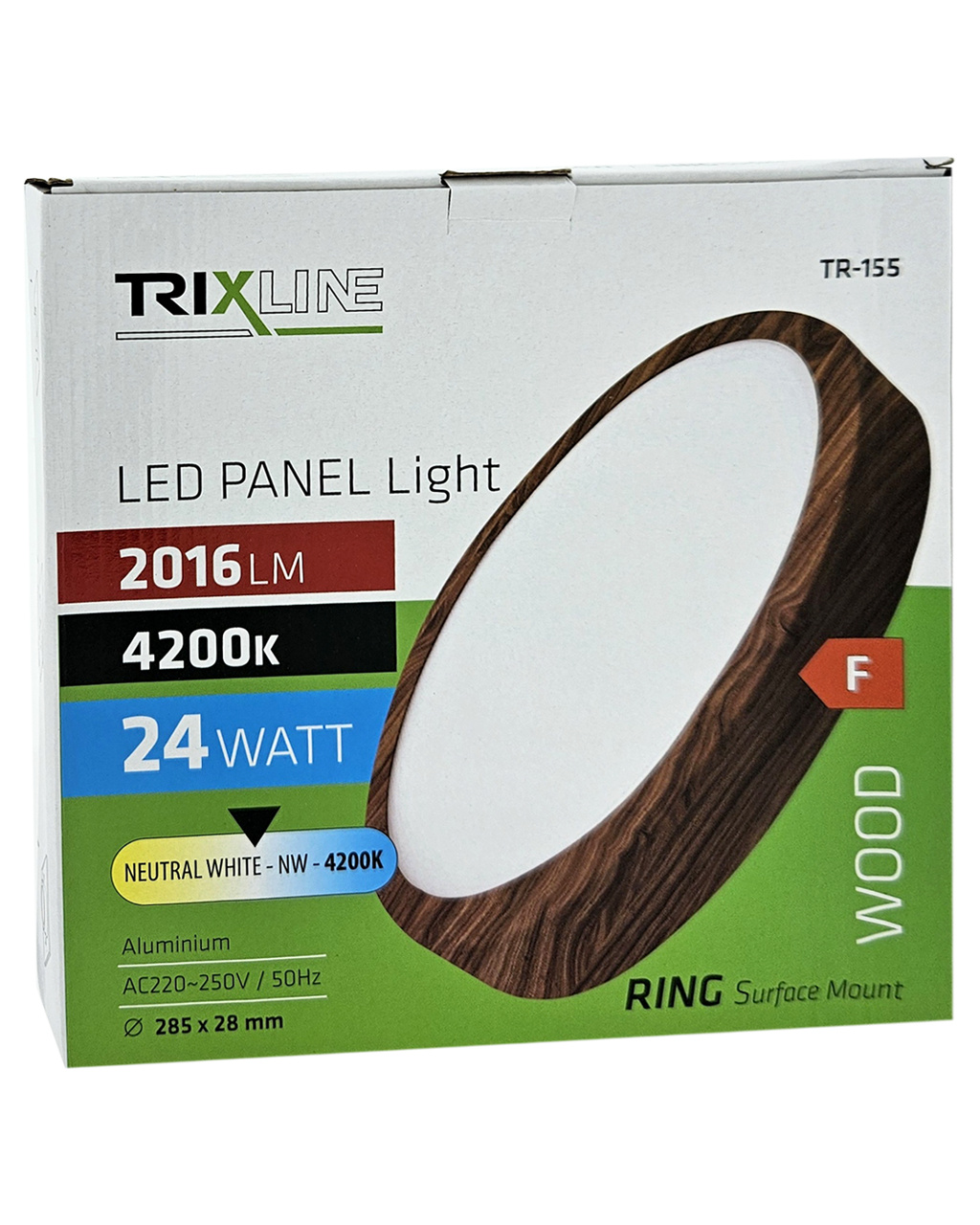 TR-155 LED panel 24W 2016lm 4200K dekor dřevo - kruhový přisazený Trixline - BATERIE CENTRUM, s.r.o.